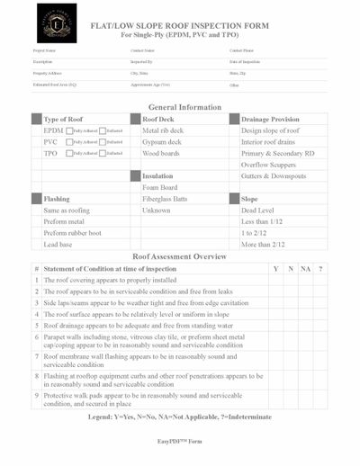 EasyPDF™ Low Slope Roof Condition Survey @ EasyPDF™ Forms LLC